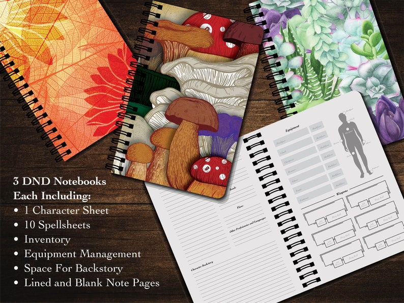 3 DND 5E Character Sheet Notebooks Grove Party Pack 5.5 8.5 100 Pages ...