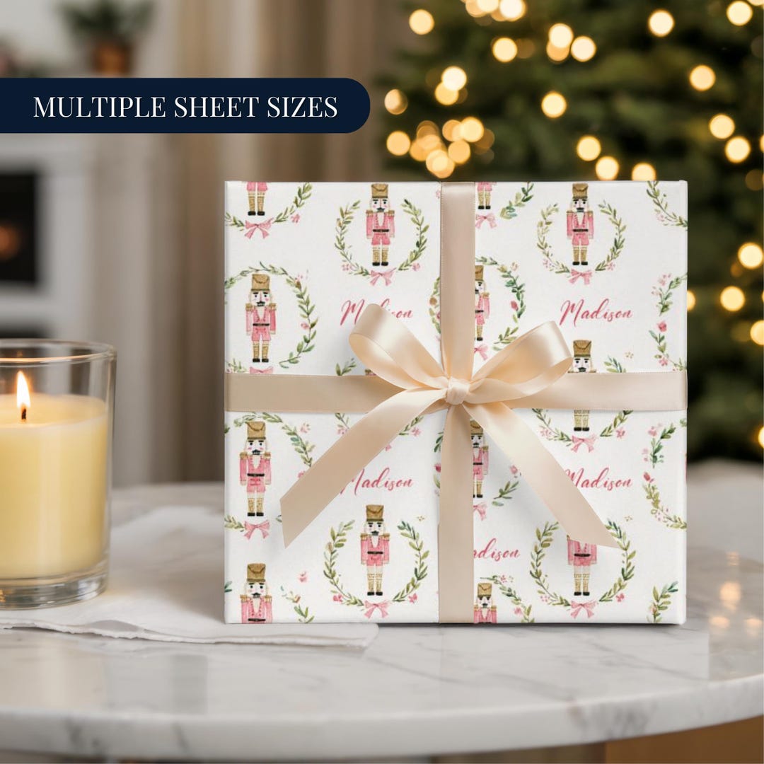 Personalized Nutcracker Wrapping Paper, Custom Name Christmas Gift Wrap ...