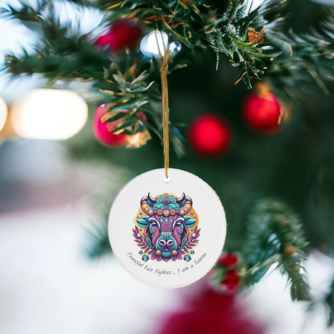 Taurus Ceramic Christmas Ornament, Zodiac Christmas Ornament, Special ...