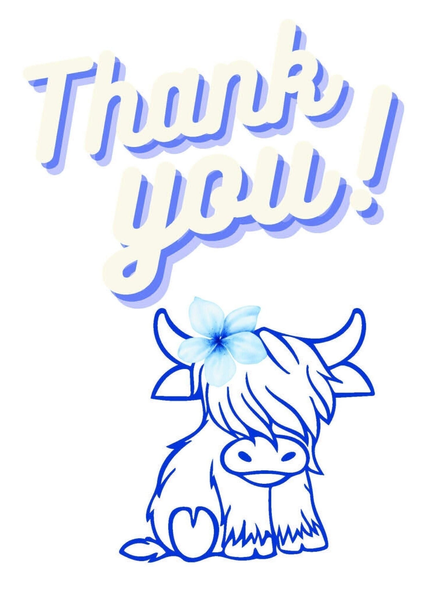 Highland Cow Thank You Card - Etsy