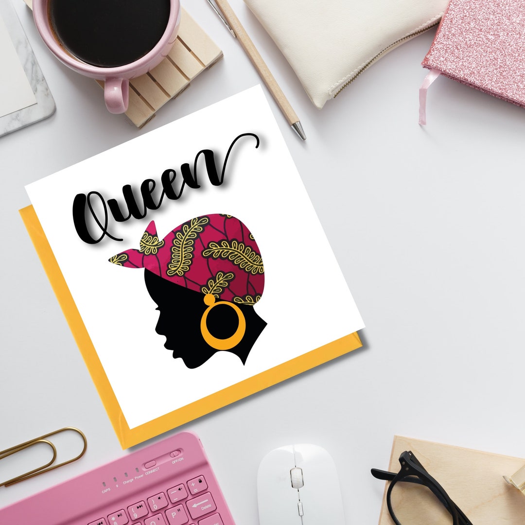 Black Greeting Card - Queen | Afrotouch Design - Etsy