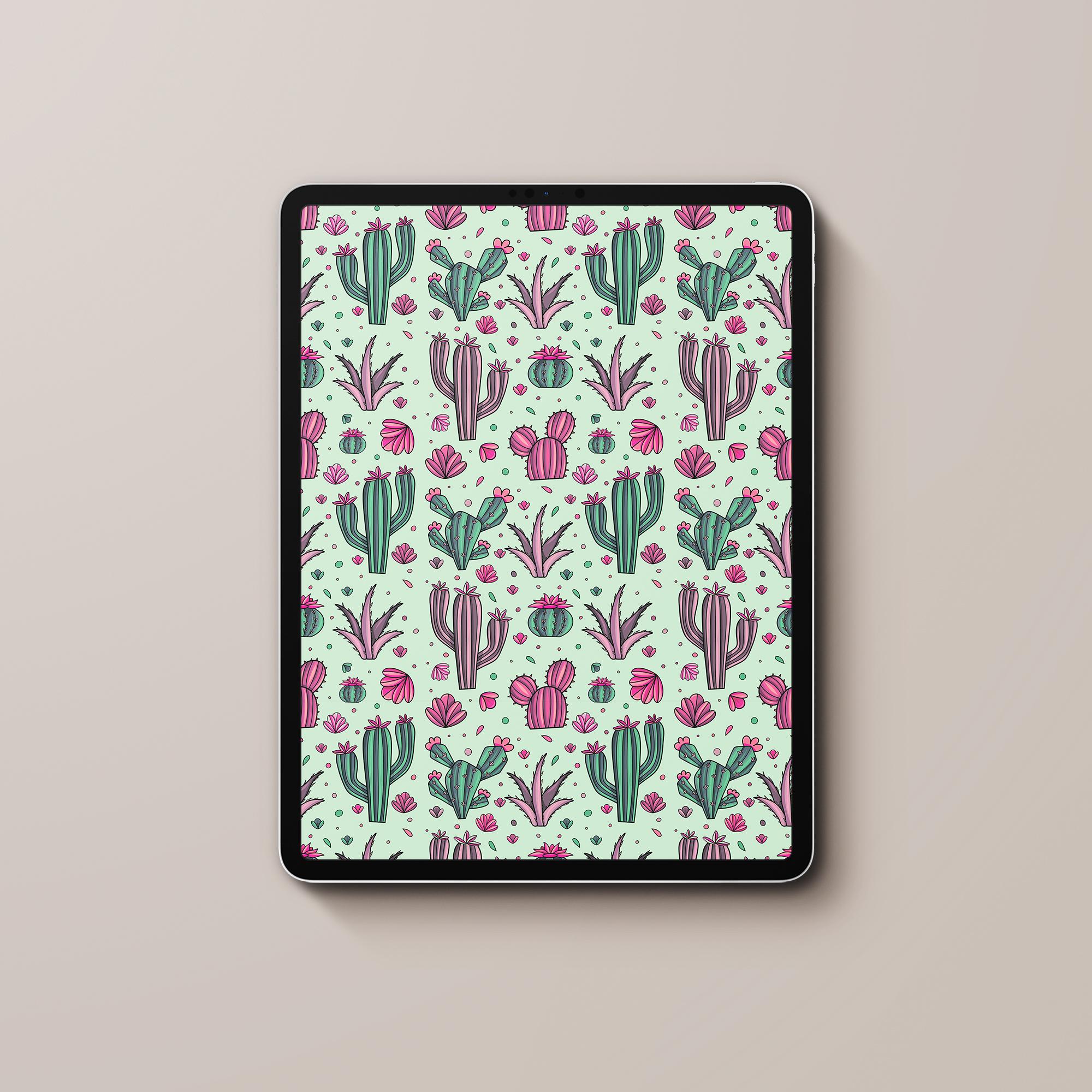 Cactus Pattern Digital Download — Seamless Vector Art for Digital ...