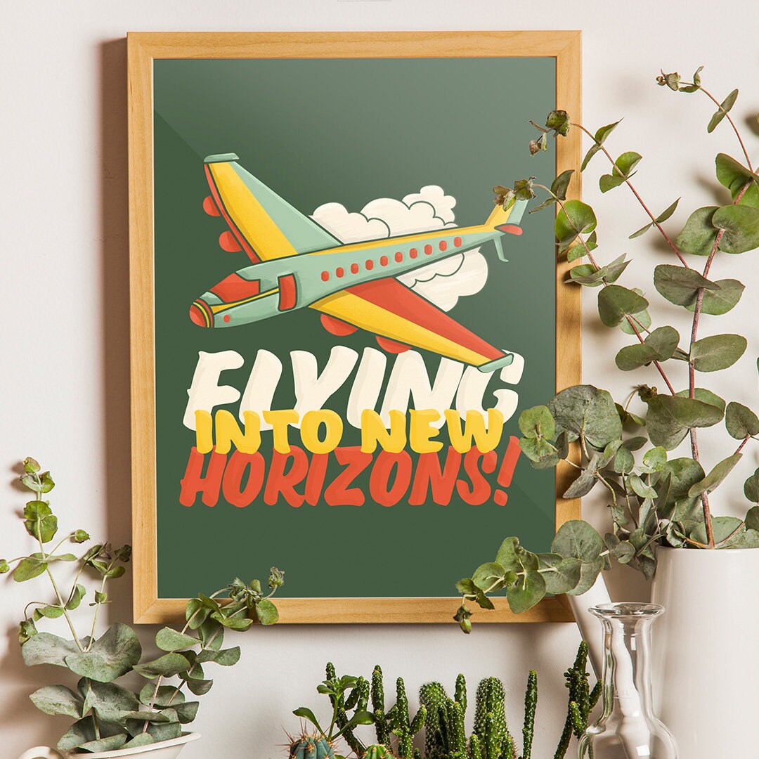 Typography Print, Flying Into New Horizons, Printable Wall Art, Instant ...