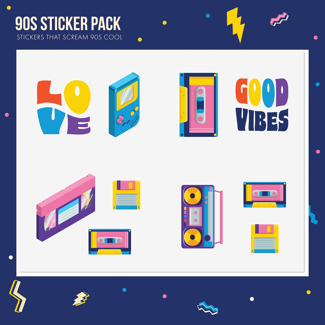 90s Nostalgia Stickers Pack: Collection of 90s Style Vinyls - Etsy