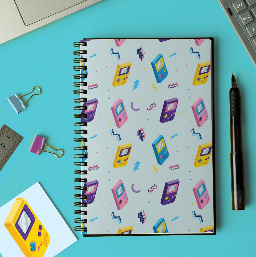 Spiral Notebook 90s Nostalgia Style: Vintage Gameboy Pattern - Etsy