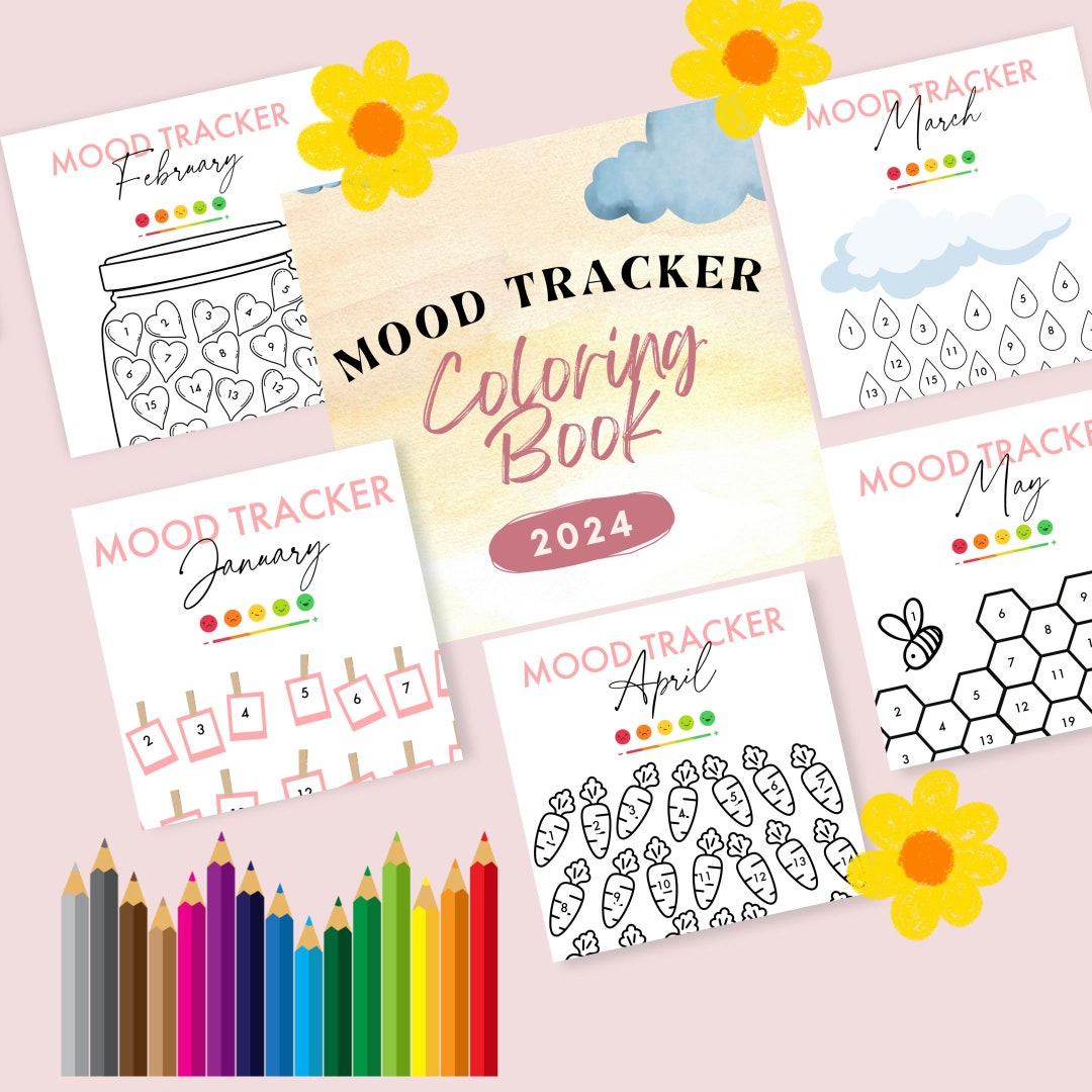 Monthly Mood Tracker, Anxiety Coloring Book, Bullet Mood Tracker, Mood ...