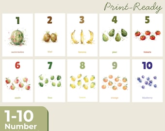 Alphabet Flash Cards, Print-ready Watercolor Illustrated Cards for ...