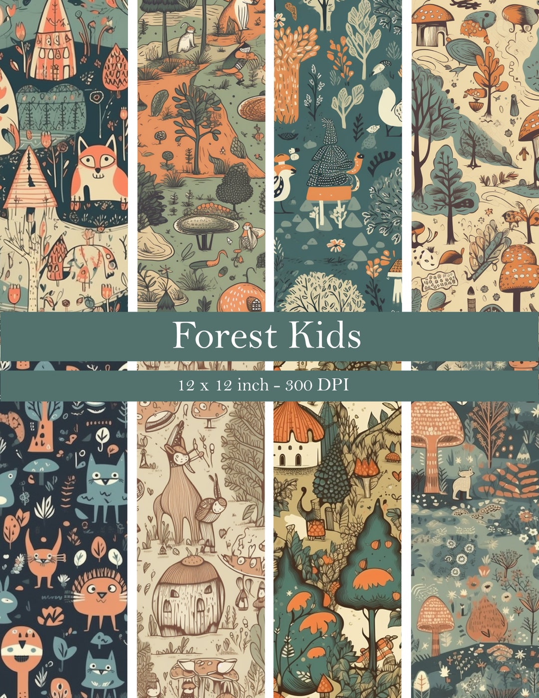 Forest Kids Digital Paper Unique Seamless Digital Backgrounds ...