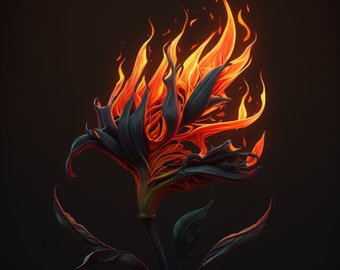 Fire Lilly Print, Printable Wall Art, Flower Art Print, Flower Prints ...