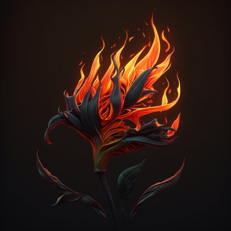 Burning Lilly Print, Printable Wall Art, Flower Art Print, Flower ...