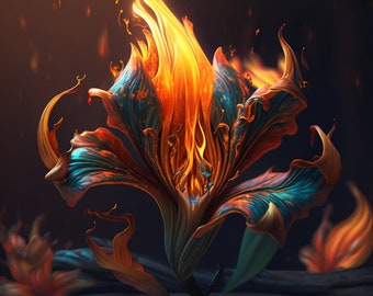 Inflamed Lilly Print, Printable Wall Art, Flower Art Print, Flower ...