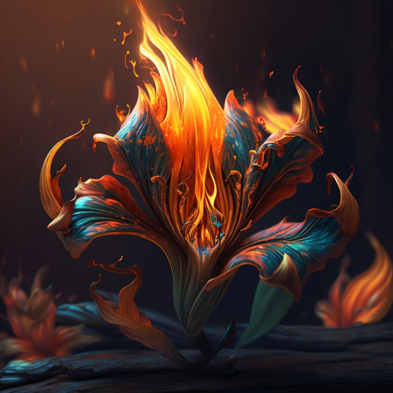 Fire Lilly Print, Printable Wall Art, Flower Art Print, Flower Prints ...