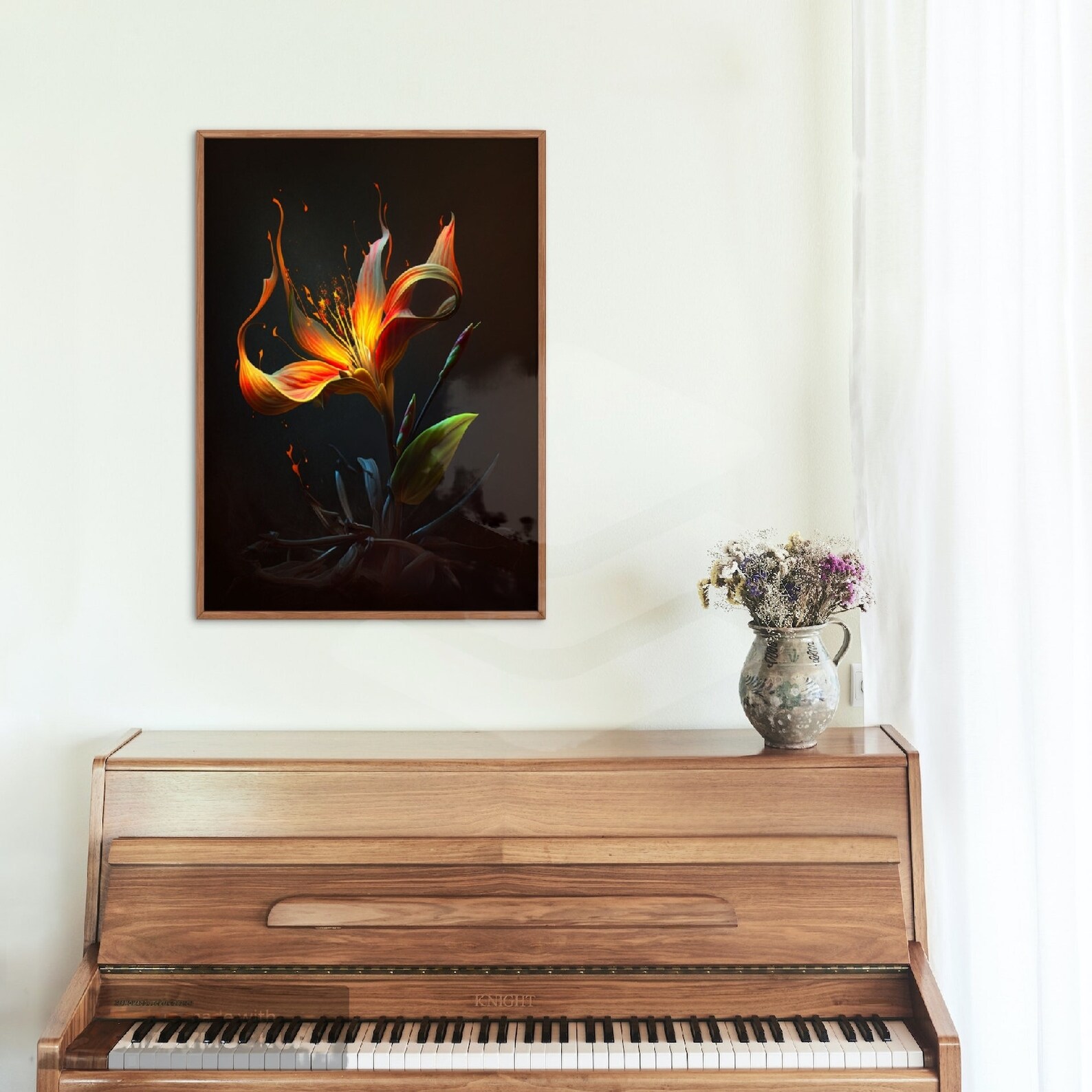 Inflamed Lilly Print, Printable Wall Art, Flower Art Print, Flower ...