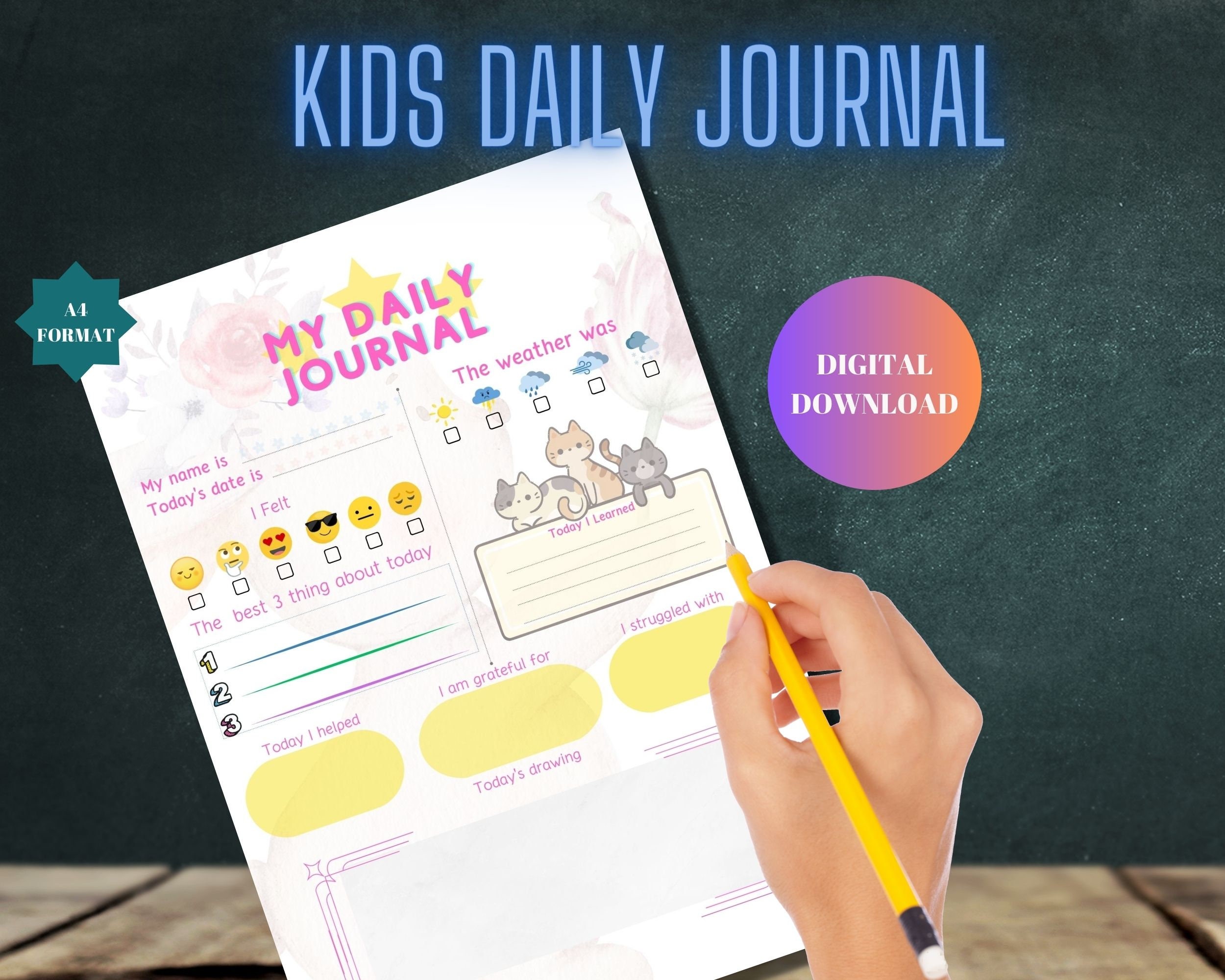 Kids Daily Journal Printable, Journal for Kids, Kids Daily Routine ...