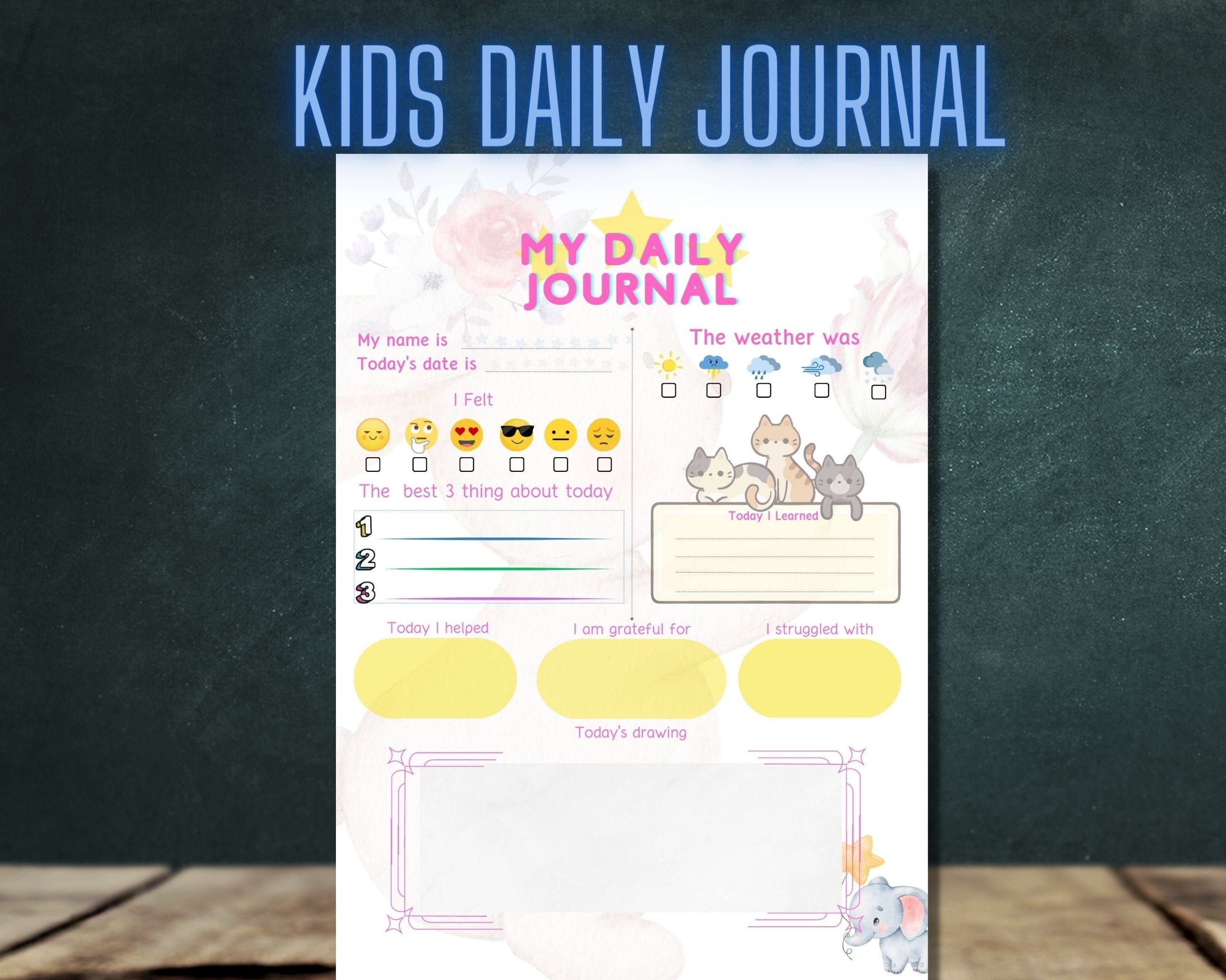 Kids Daily Journal Printable, Journal for Kids, Kids Daily Routine ...