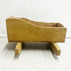 Vintage Wood Doll Size Cradle Rocker Crib - Etsy