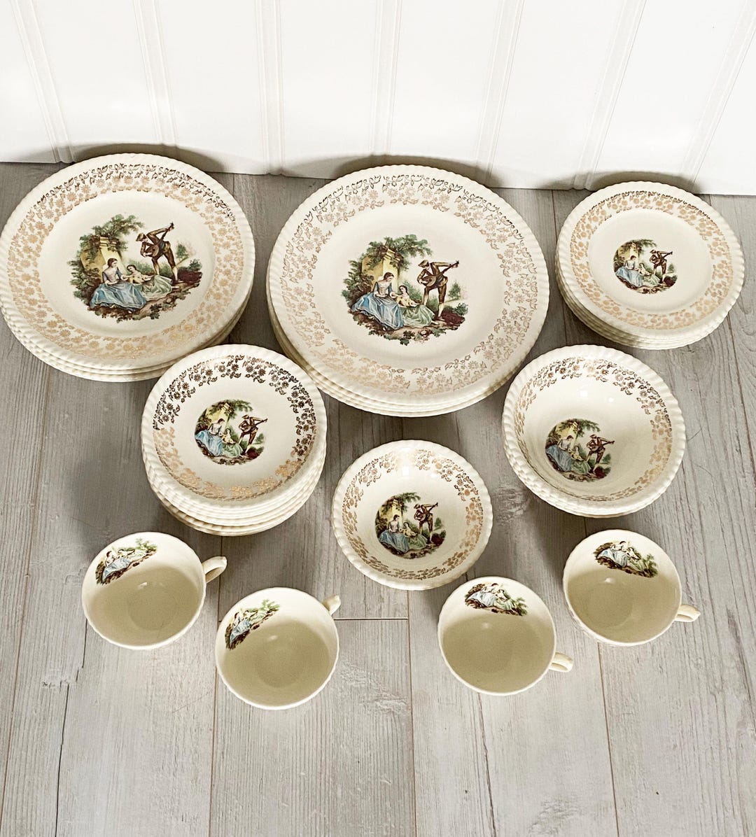 RARE Vintage 33 Pieces Set British Empire Ware Serenade 22K Gold ...