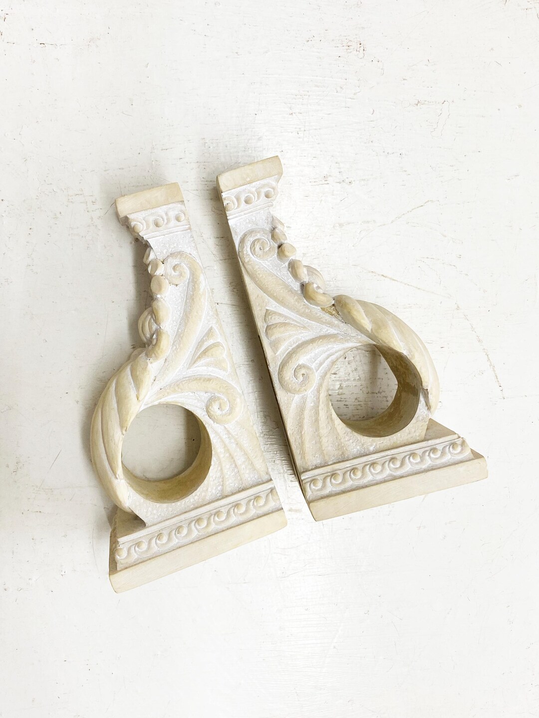 Beautiful Set of Two Ornate Curtain Rod Holders Corbels Brackets ...