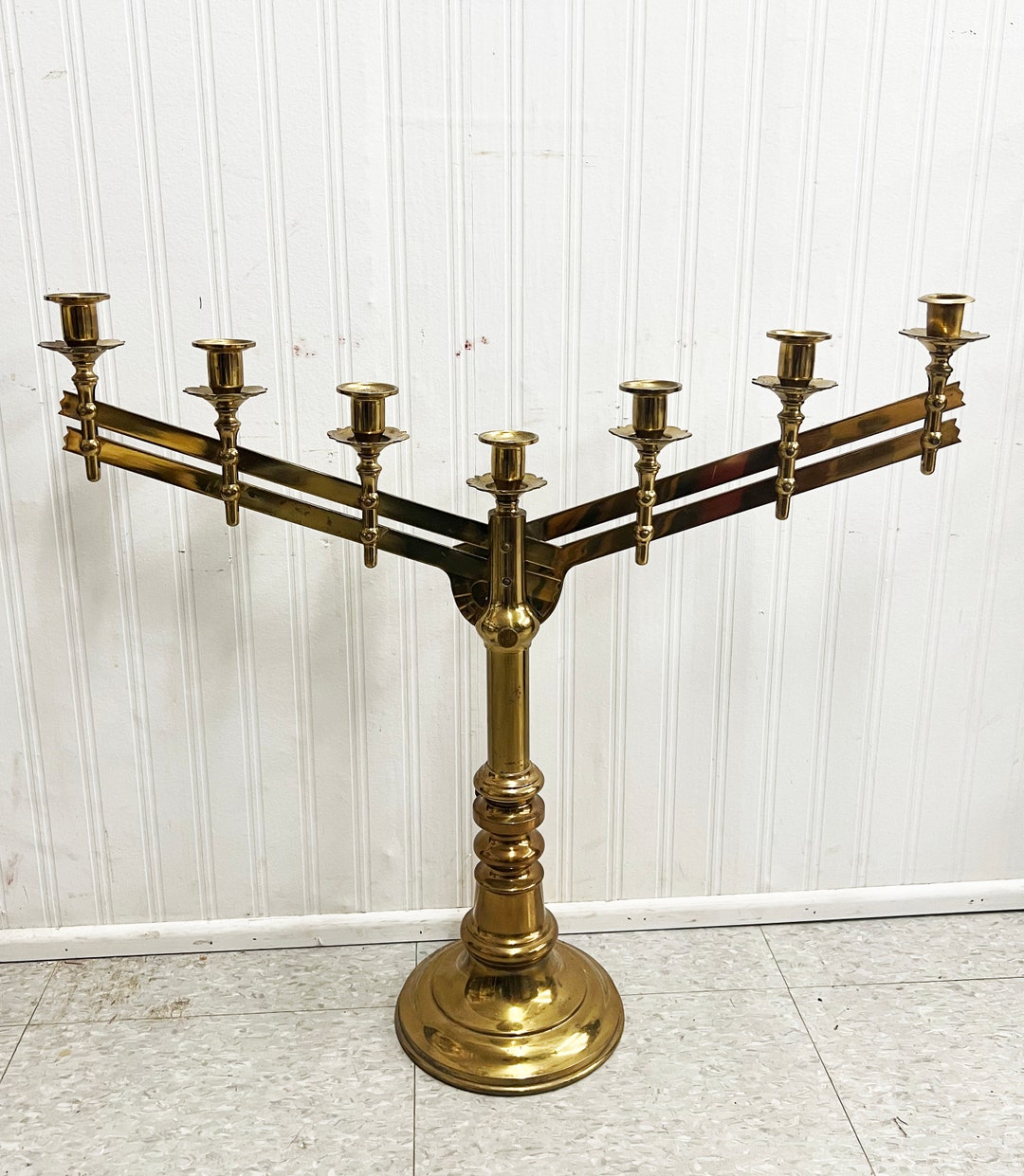Large Vintage Brass Altar Candelabra With Adjustable Arms - Etsy
