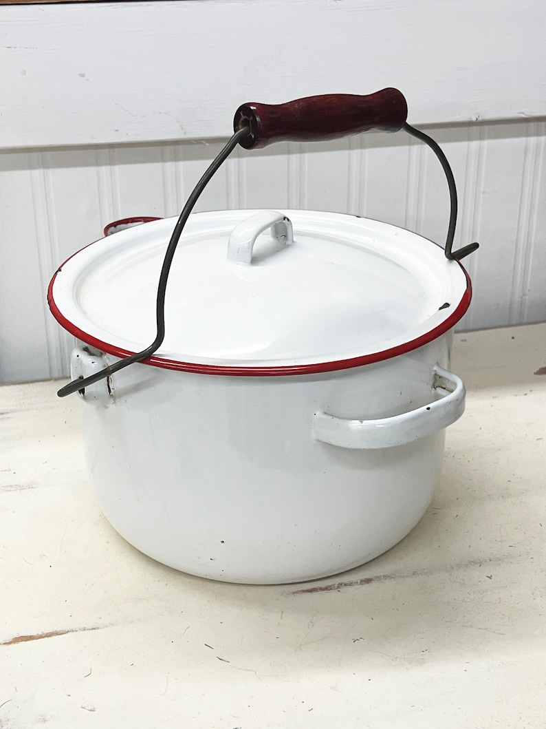 Vintage Enamel Cooking Pot With Lid - Etsy