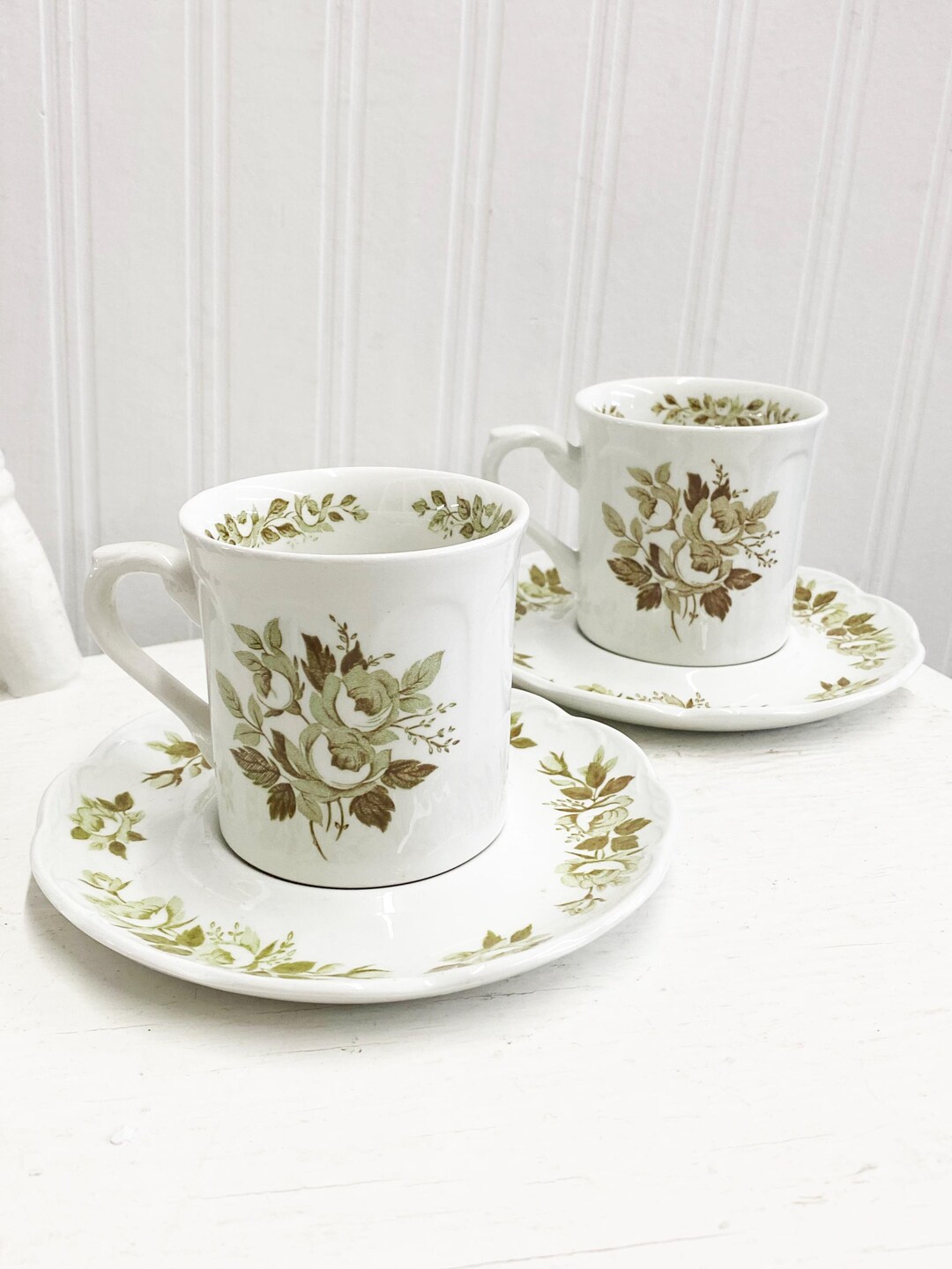 Vintage Set of Two J & G Meakin Colonial Garden Tea Cups and Saucers ...