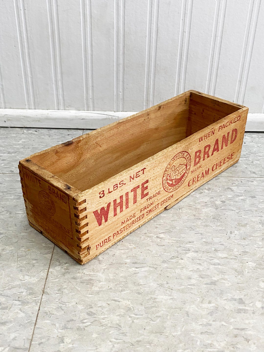 Vintage Wooden Cheese Box White Brand Cream Cheese 3 Lbs - Etsy
