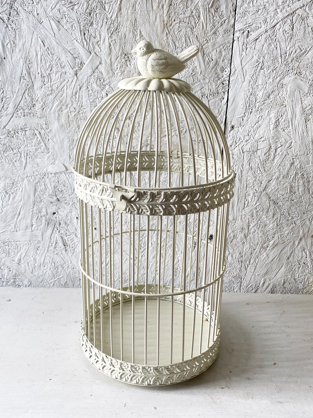 Vintage White Metal Decorative Bird Cage With Details - Etsy