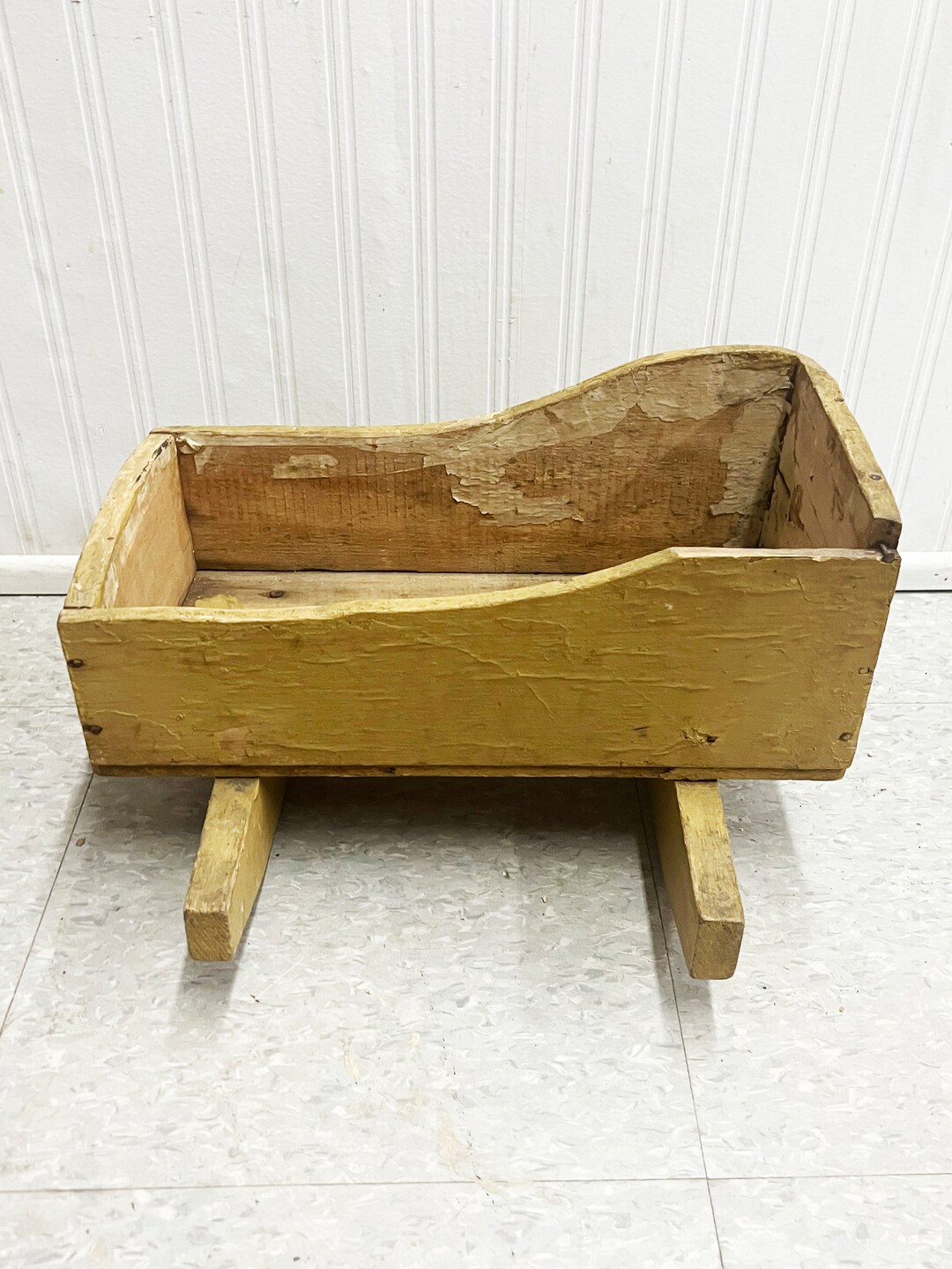 Vintage Wood Doll Size Cradle Rocker Crib - Etsy