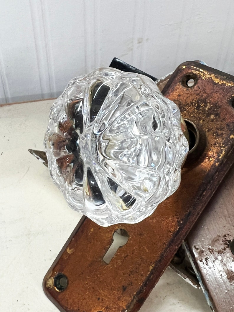Set of Vintage Glass Door Knobs With Original Hardware With Locks No Keys - Etsy