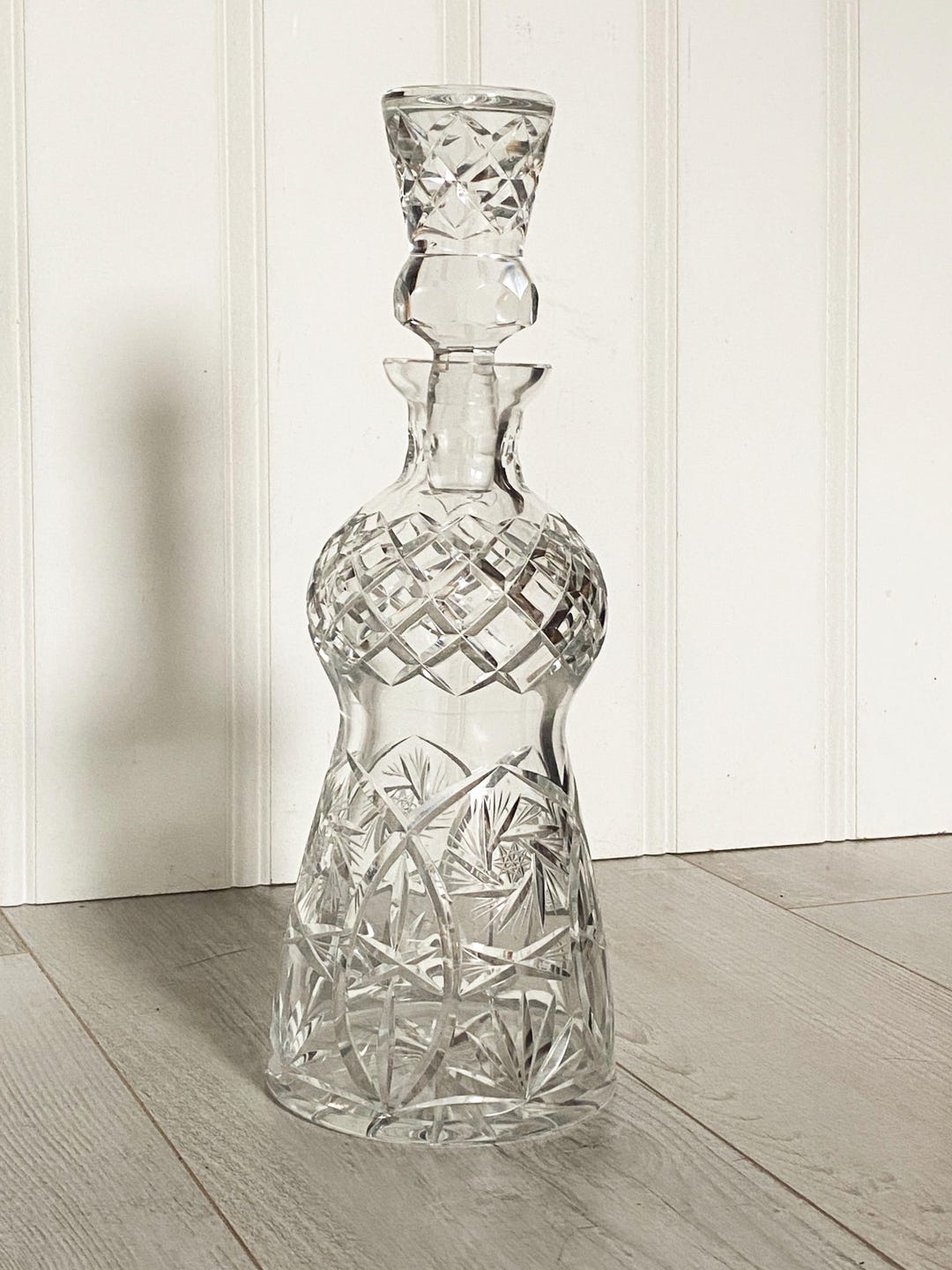 Vintage Crystal Liqueur Decanter, Pinwheel Cut, Heavy Glass Bottle - Etsy