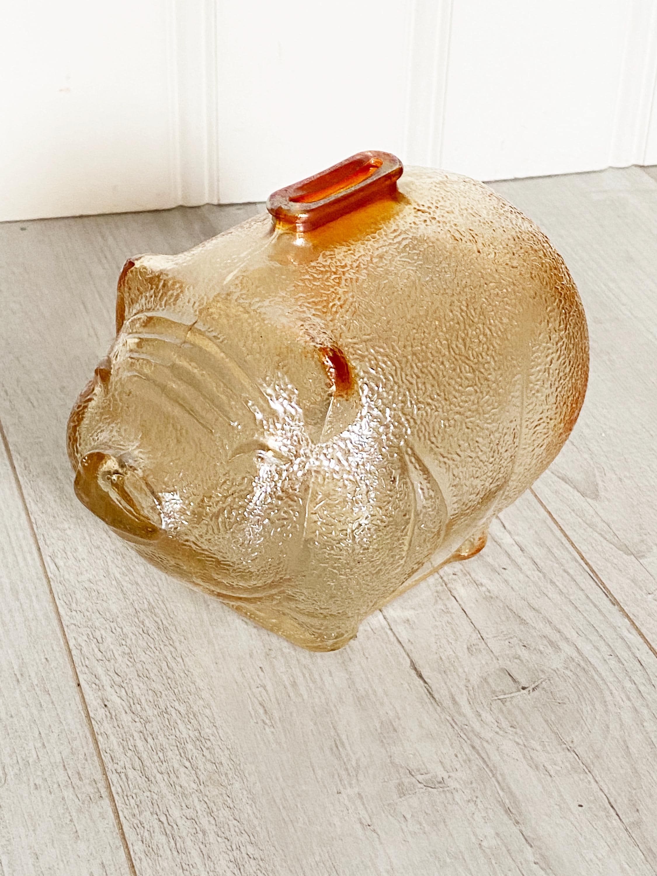 Vintage Carnival Glass Piggy Bank, Pink Iridescent Anchor Hocking Coin ...