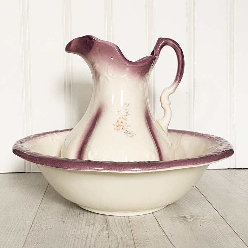 Antique Wash Basin and Pitcher - Etsy