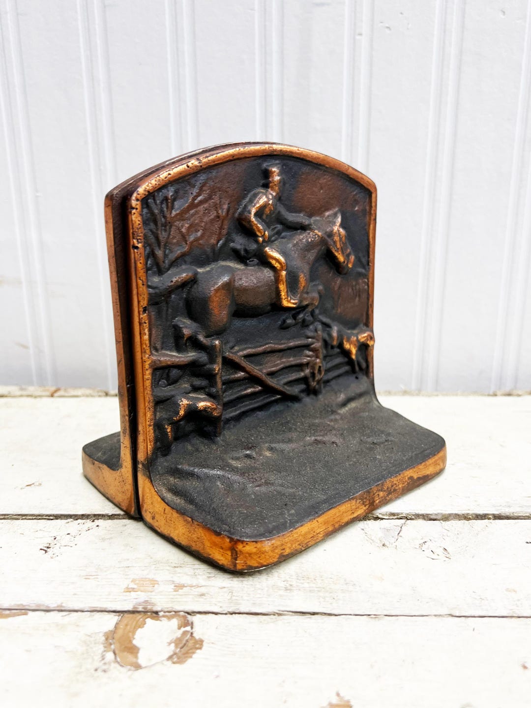 RARE Antique Hubley Heavy Cast Iron Bookends With Copper Bronze Finish ...