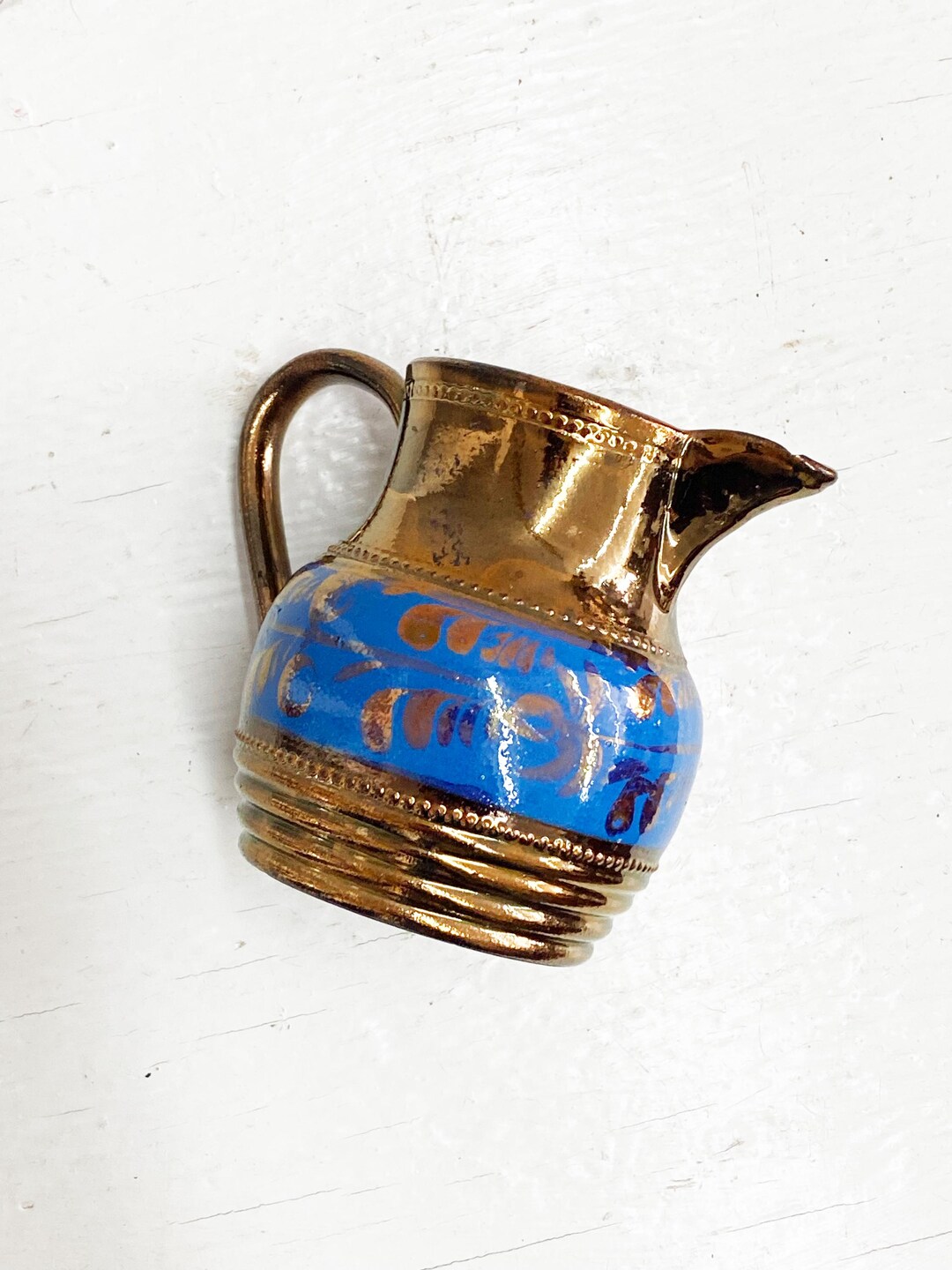 Antique 1800's Copper Blue Lustreware Creamer - Etsy