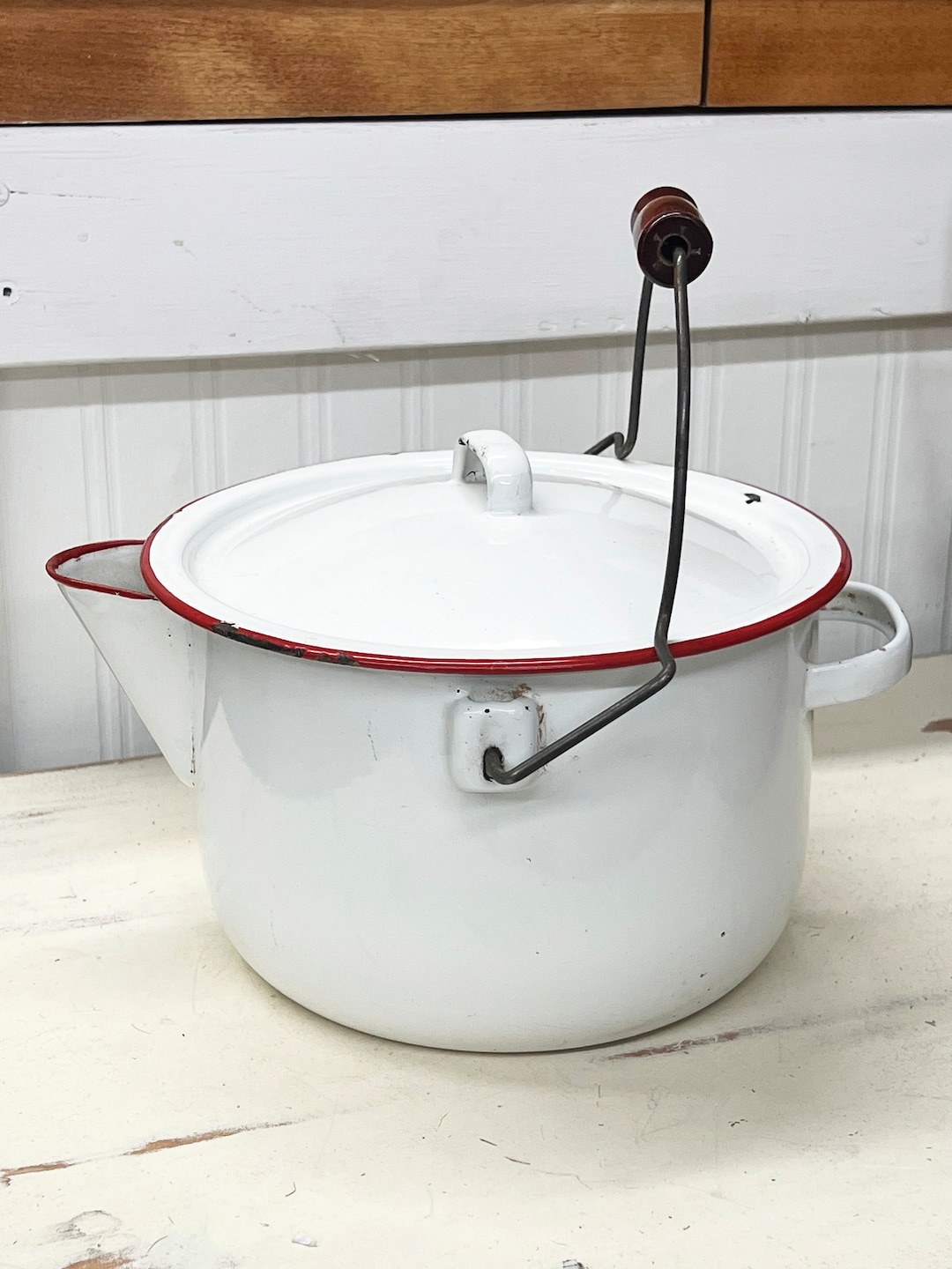 Vintage Enamel Cooking Pot With Lid - Etsy