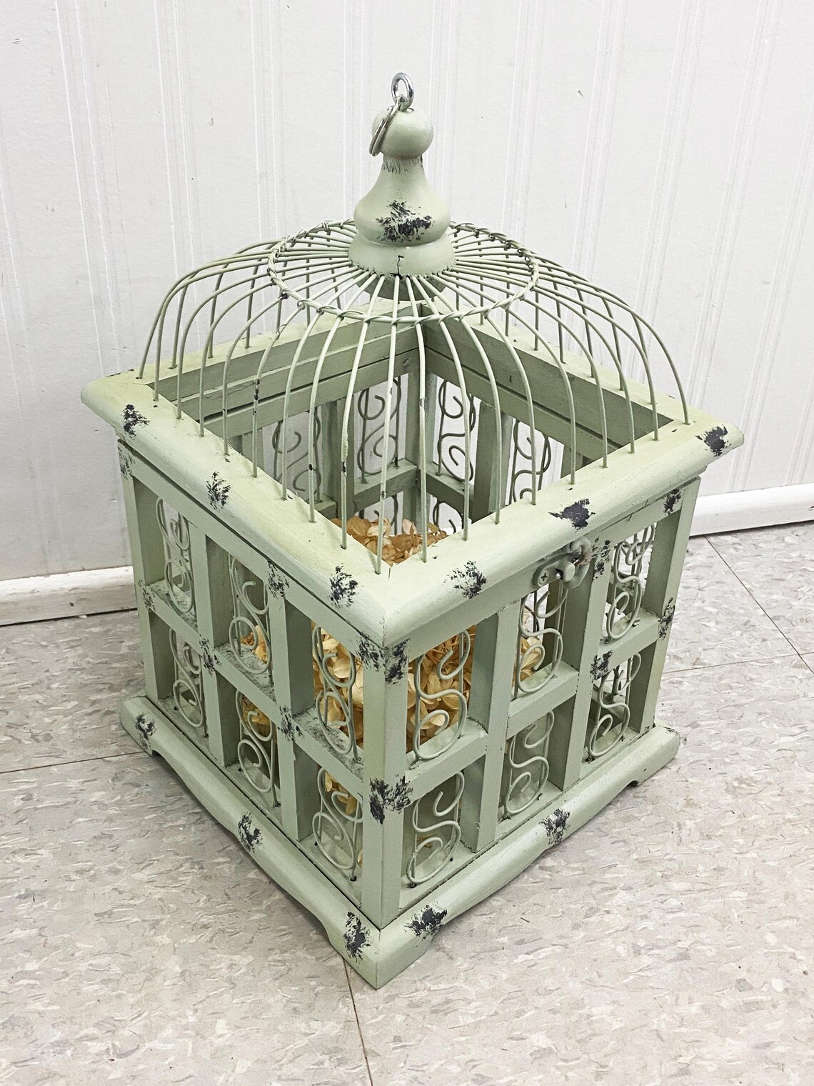 Cute Small Wood and Metal Green Decorative Bird Cage - Etsy