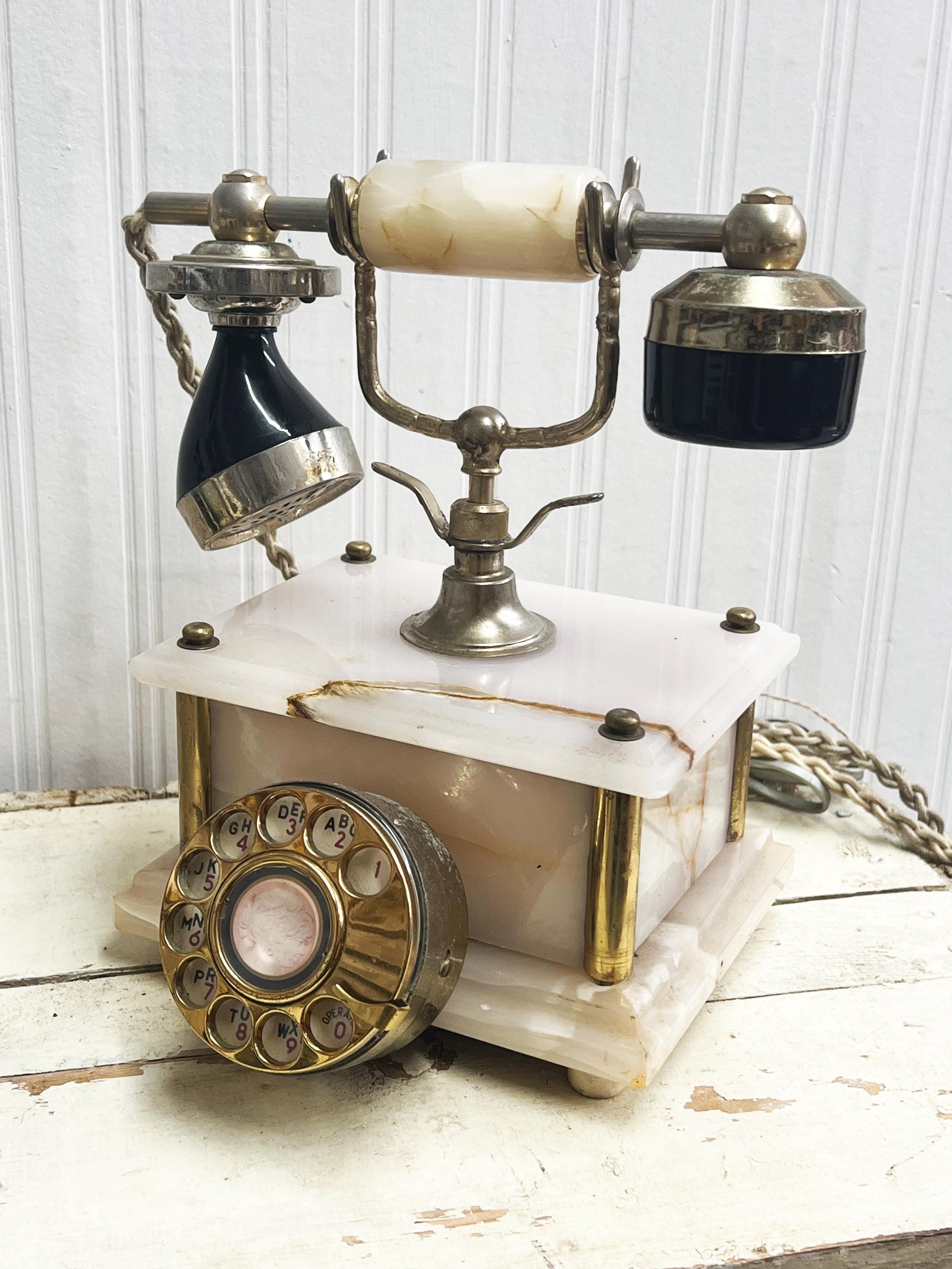 Vintage Rotary Marble Telephone With Beautiful Details in Working ...