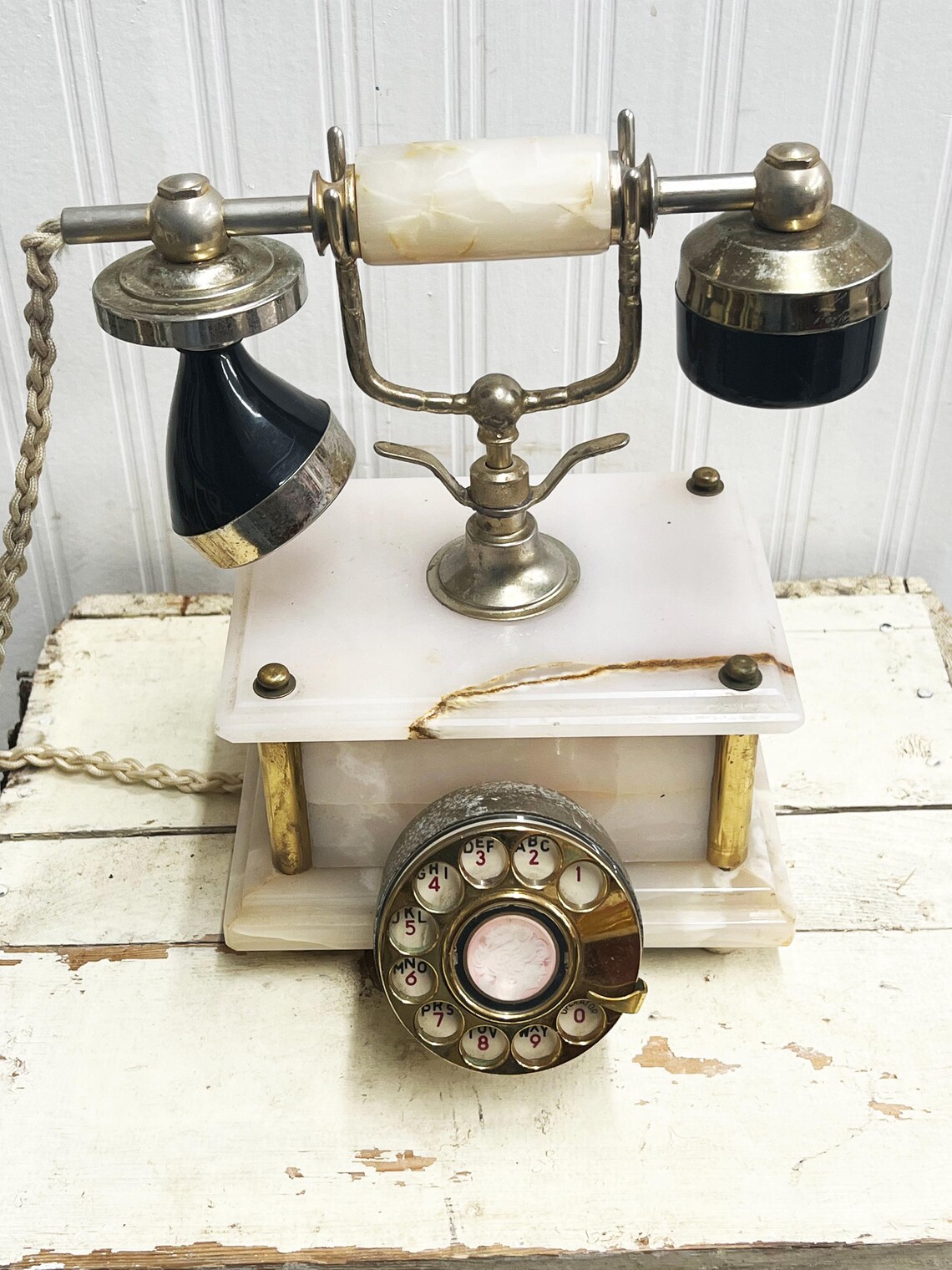 Vintage Rotary Marble Telephone With Beautiful Details in Working ...