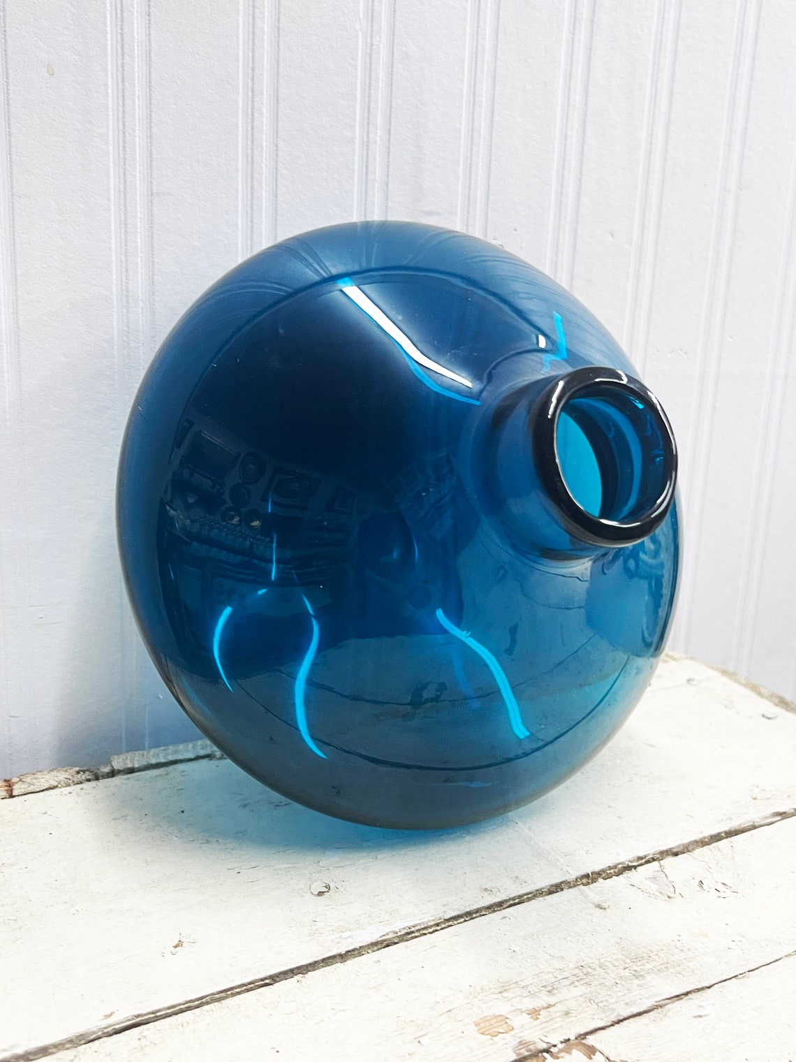 Vintage Blue Glass Vase - Etsy