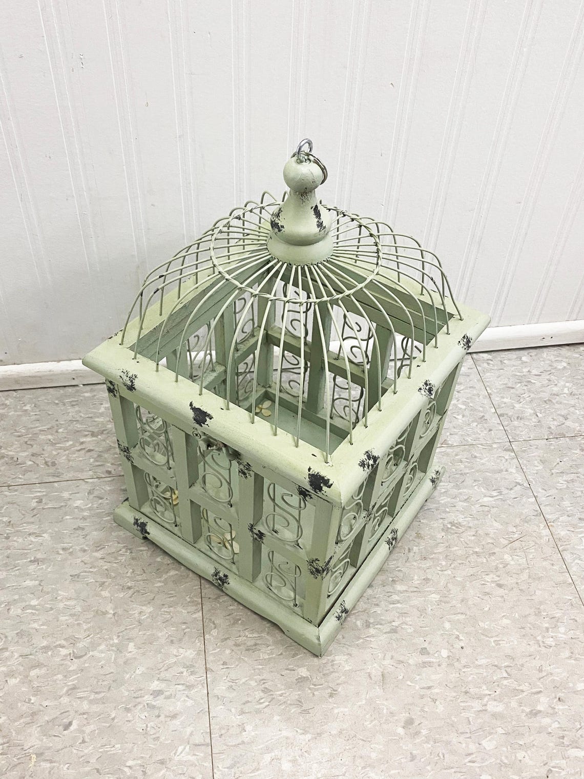 Cute Small Wood and Metal Green Decorative Bird Cage - Etsy