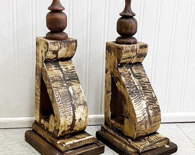 Beautiful Rustic Wooden Corbels Handmade Hand Carved Set of Two Ornate ...