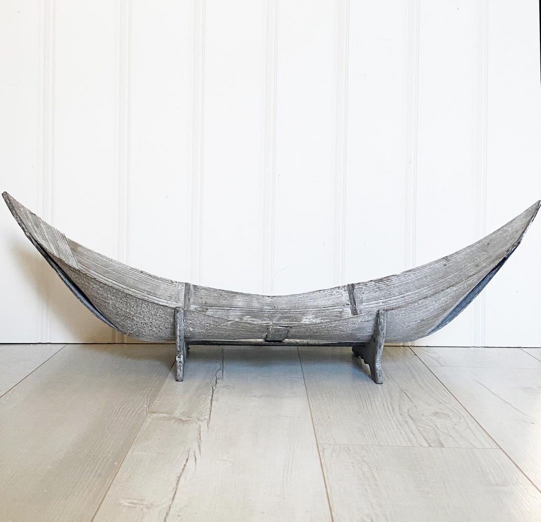Large Wooden Boat Shaped Tray Decorative Centrepiece Nautical Decor ...
