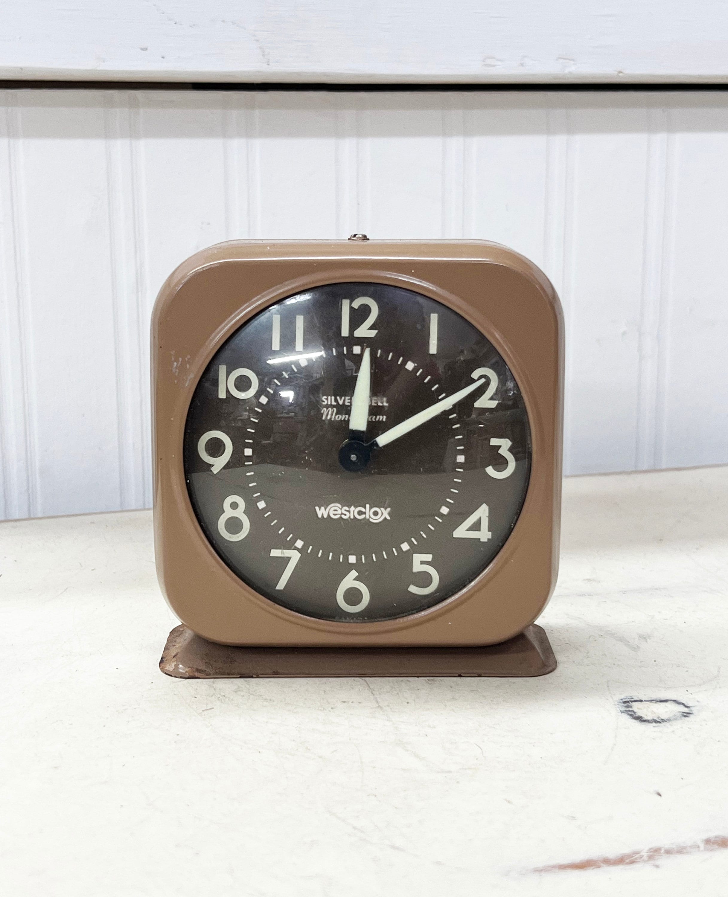 Vintage 1950's Westclox Silver Bell Monogram Alarm Clock Light and Dark ...