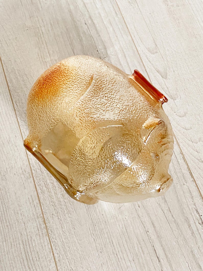 Vintage Carnival Glass Piggy Bank, Pink Iridescent Anchor Hocking Coin ...