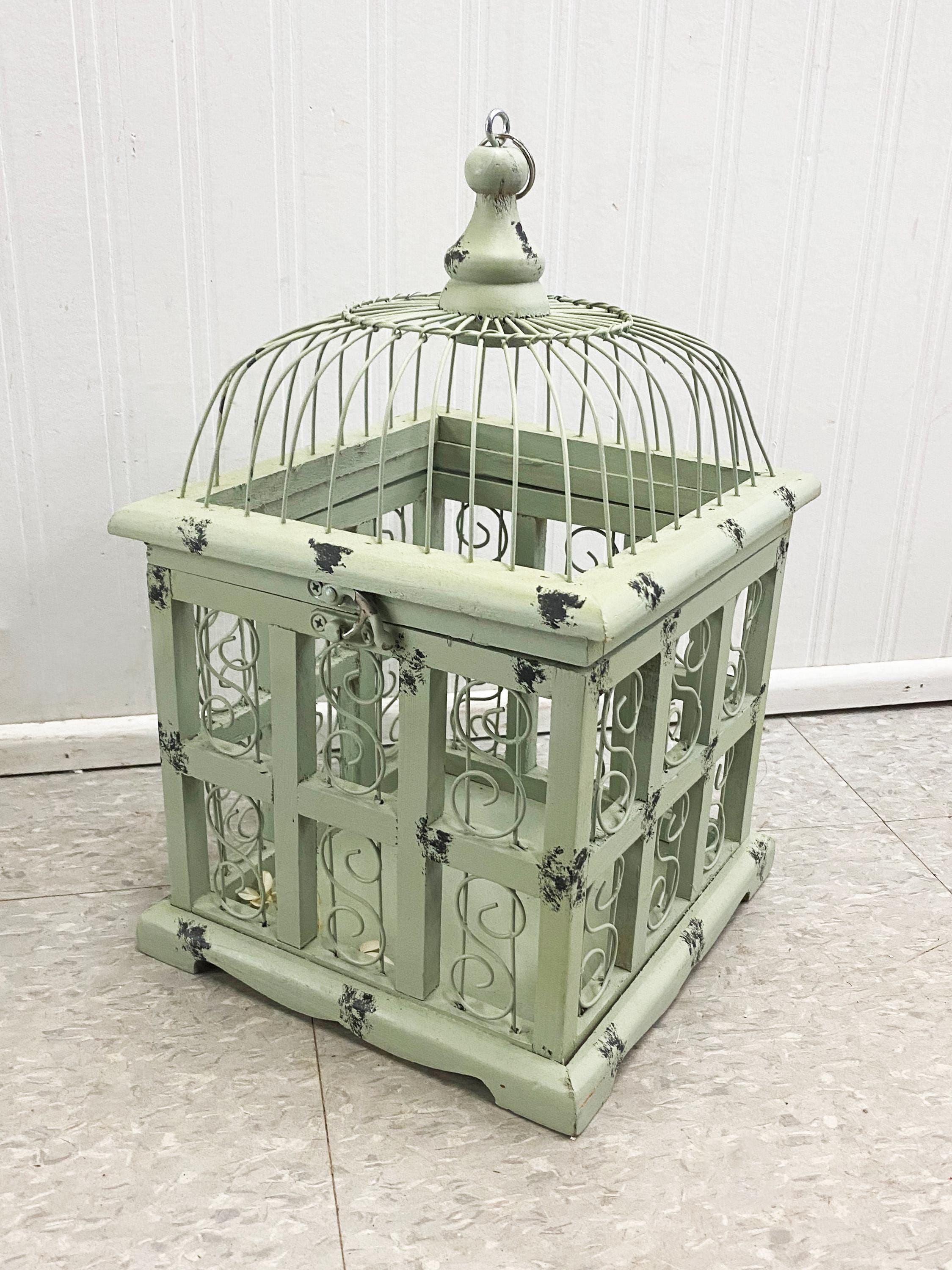 Cute Small Wood and Metal Green Decorative Bird Cage - Etsy
