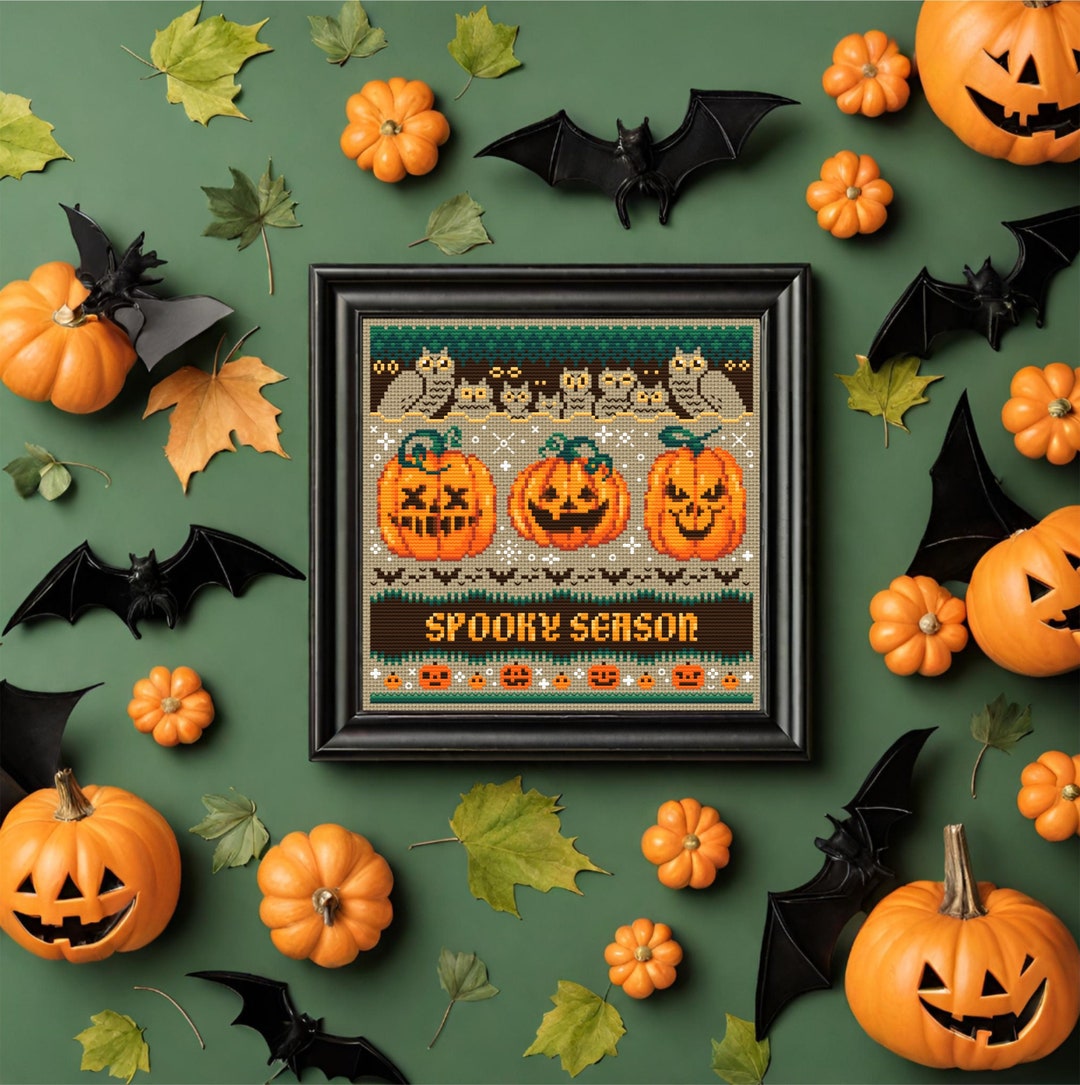 Spooky Season, Cross Stitch Pattern PDF, Halloween, Spooky, Cute ...