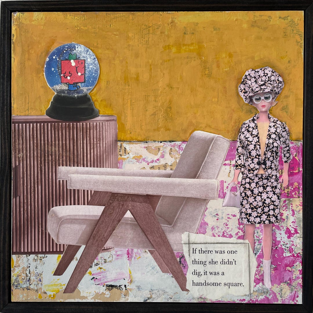 Handsome Square - Original Mixed Media Collage Artwork by Clare Schmehl ...