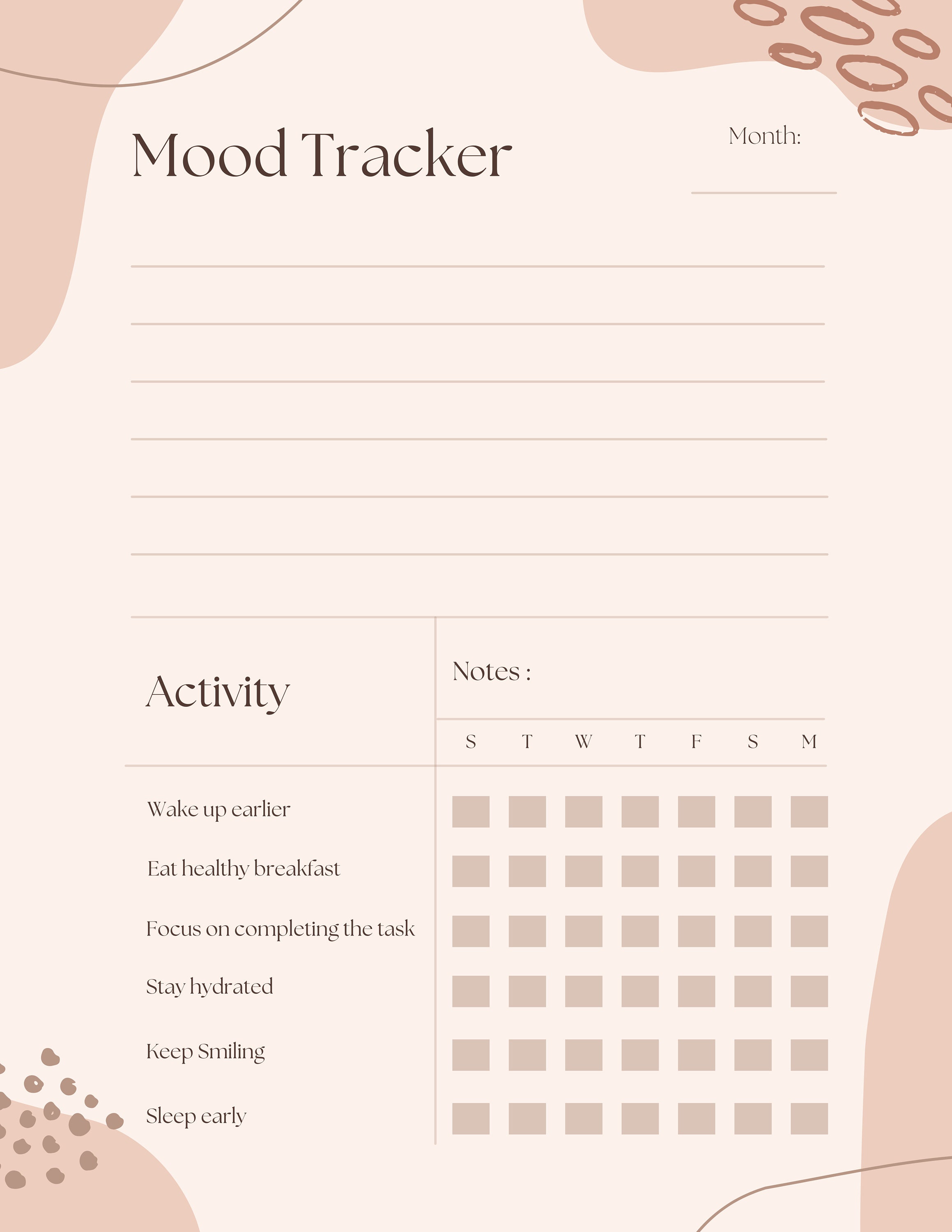 Mood Tracker Printable Boho Minimalist, Instant Download, Increase ...