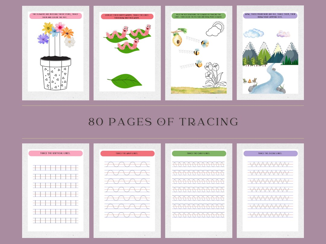 80 Pages of Digital Tracing Workbook for Toddlers, Preschoolers ...