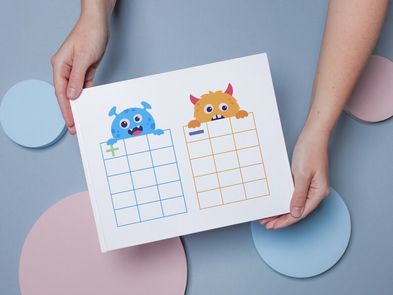 Printable Addition and Subtraction Fillable Table Template, Math, Kids ...